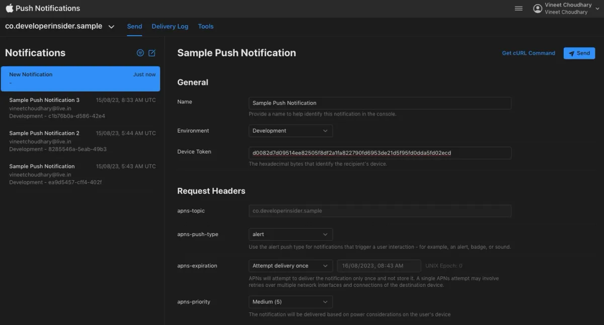 Test Development Production Push Notification Using Apple Push